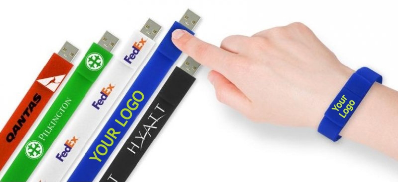 USB silicone wristband custom made with logo printed, debossed o embossed
